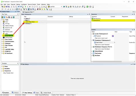 passing data to a subsequence with parameters in teststand ni