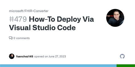 How To Deploy Via Visual Studio Code Issue Microsoft FHIR Converter GitHub