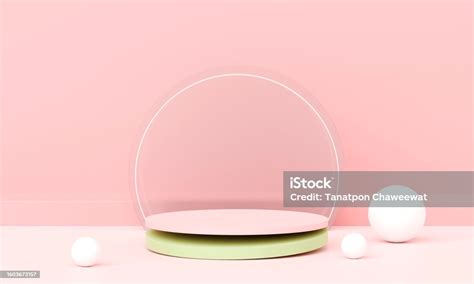 3d 렌더링 모형을 위한 최소한의 빈 연단 플랫폼 배경 제품 또는 화장품 쇼 장면 파스텔 및 따뜻한 다채로운 톤 추상적인 기하학적 스튜디오를 위한 받침대 3차원 형태에 대한