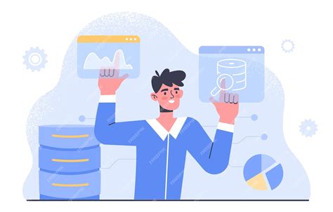 Premium Vector Man With Big Data Concept Young Guy Works With