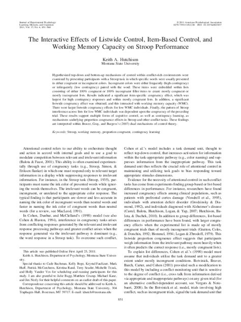 Pdf Stroop Effect Colin Macleod