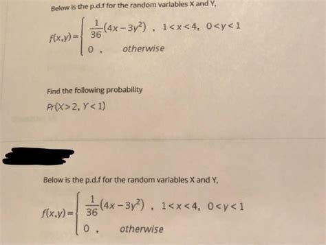 Solved Below Is The P D F For The Random Variables X And Y Chegg