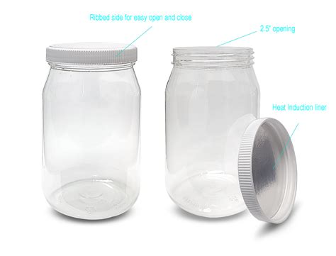 Ljdeals Oz Clear Plastic Jars With Lids Storage Containers Wide Mouth Pet Mason Jars Pack