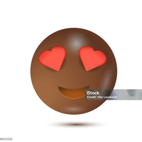 Heart Eyes 3d Stylized Vector Icon Smiling Emoticon Character Design 3d