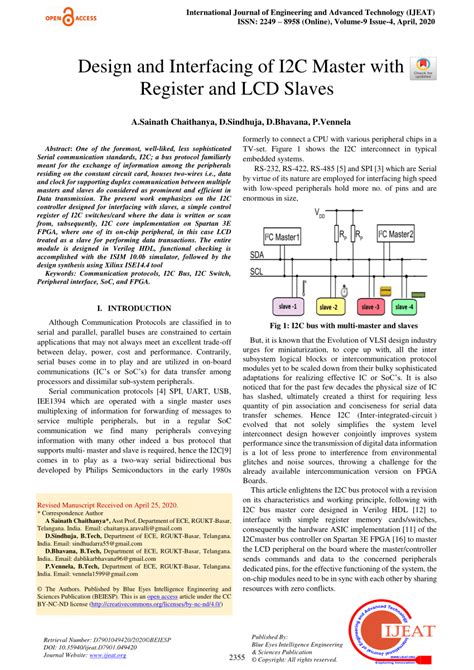 PDF Design And Interfacing Of I C Master With Register And LCD Slaves