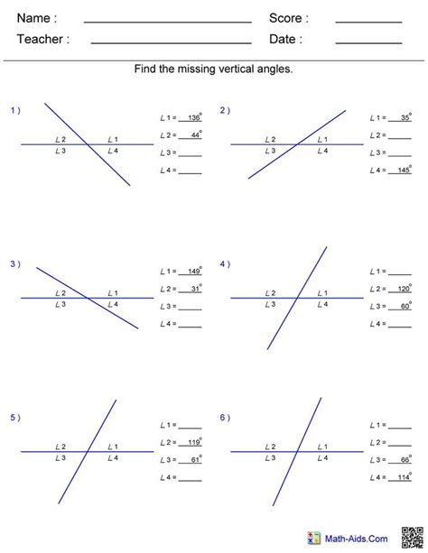 Worksheet 1 Finding The Missing Angle