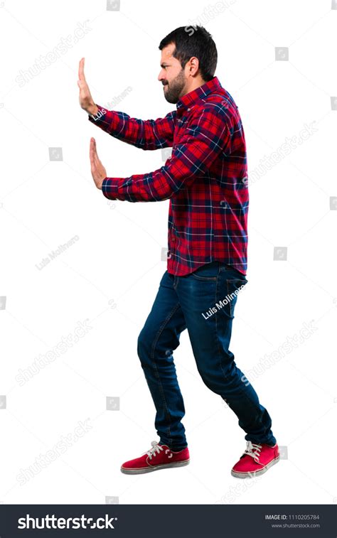 Handsome Man Pushing Something Stock Photo 1110205784 Shutterstock