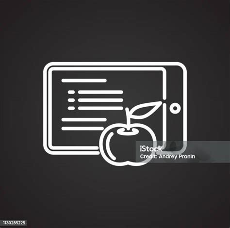 그래픽 및 웹 디자인 현대 간단한 벡터 기호에 대 한 Balck 배경에 E러닝 라인 아이콘 인터넷 개념입니다 웹사이트 디자인 웹