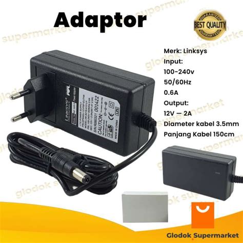 Jual Adaptor 12v 2a Linksys Adapter Dc Switching 12 Volt 2 Ampere Tanpa Bubble Di Seller Shin