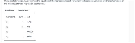 Solved Using The Following Data Determine The Equation Of Chegg
