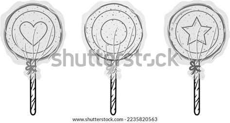 Korean Dalgona Candy Shapes Wrap Stick Stock Vector Royalty Free 2235820563 Shutterstock