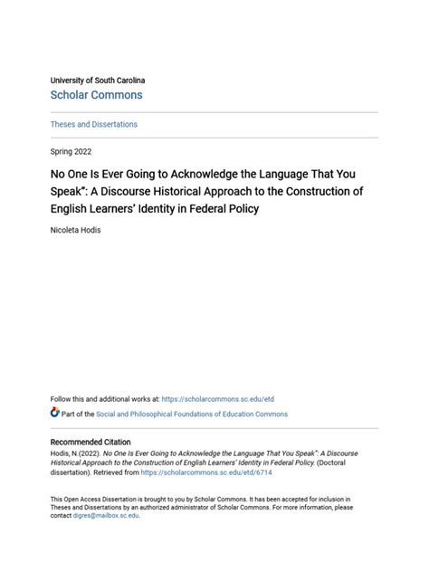 A Discourse Historical Approach To The Construction Of Pdf English As A Second Or Foreign
