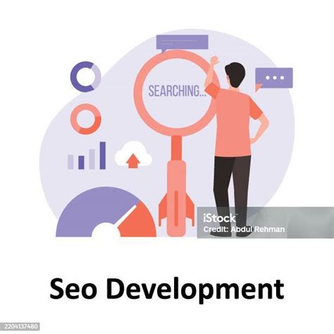 쉽게 수정하거나 편집할 수 있는 Seo 개발 벡터 일러스트레이션 개발에 대한 스톡 벡터 아트 및 기타 이미지 개발 개선 검색 엔진 Istock
