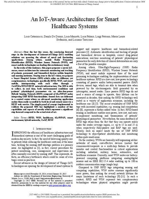 Iot Aware Architecture For Smart Living Pdf Internet Of Things