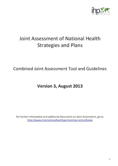 Pdf Joint Assessment Of National Health Strategies And Plans€¦ · Sectoral And Sub Sectoral