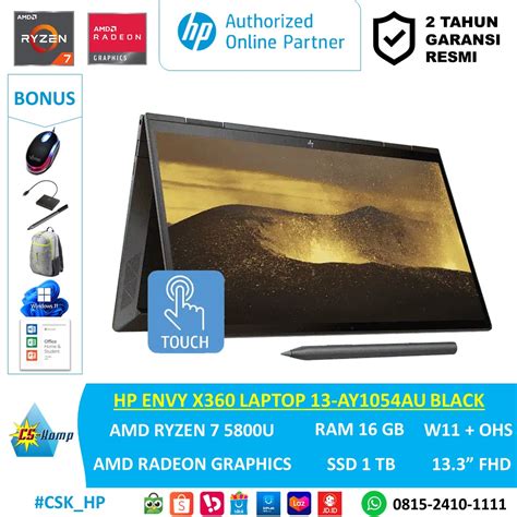 Hp Envy X Laptop Ay Au Black Amd Ryzen U Ram Gb Ssd Tb Amd Radeon