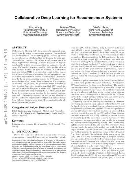 Collaborative Deep Learning For Recommender Systems Deepai