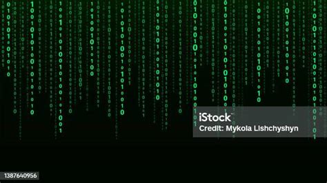 Technology Vector Binary Code Random Falling Digits On Screen Hacked