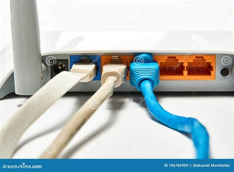 Connecting To A Router Network Cables Connected To A Router Stock Image Image Of Router
