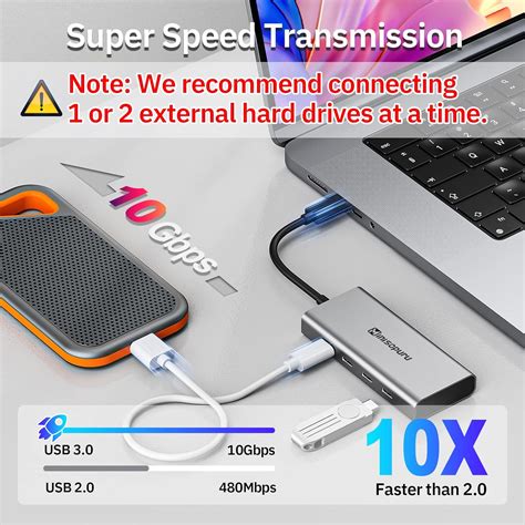 Minisopuru Divisor Usb C Hub Usb C De 4 Puertos Para Portátil Solo Transferencia De Datos No