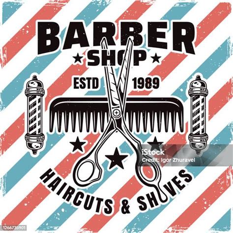 가위가 있는 이발소 엠블럼 라벨 배지 또는 로고와 탈착식 질감으로 고립된 일러스트레이션 가위에 대한 스톡 벡터 아트 및 기타 이미지 가위 곧은 기둥 Istock