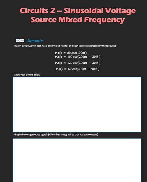 Solved Circuits 2 Sinusoidal Voltage Source Mixed