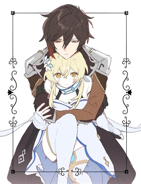Lumine And Zhongli Genshin Impact Drawn By Dal Gi Danbooru
