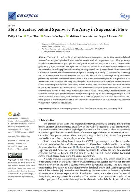 Pdf Flow Structure Behind Spanwise Pin Array In Supersonic Flow