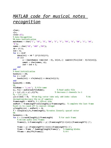 Matlab Code For Musical Notes Recognition Pdf