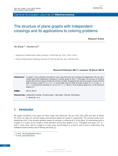 pdf the structure of plane graphs with independent crossings and its