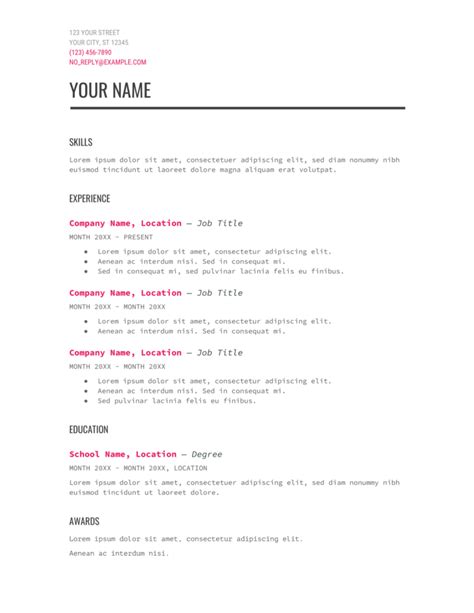 Free Free Google Docs Resume Templates From Google Docs