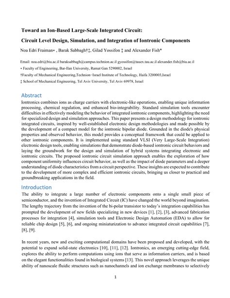 Pdf Toward An Ion Based Large Scale Integrated Circuit Circuit Level Design Simulation And
