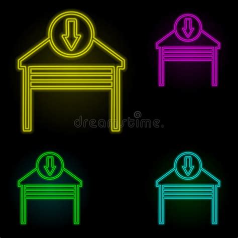 Closing Garage Sign Neon Color Set Icon Simple Thin Line Outline Vector Of Automation Icons