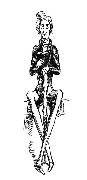 스토브 파이프 모자를 쓴 길고 얇은 남자가 앉아서 책을 읽고 다른 손은 기둥에 누워 있습니다 1890 1899 년에 대한 스톡 벡터 아트 및 기타 이미지 Istock