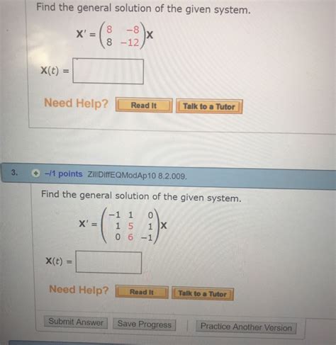 Solved Find The General Solution Of The Given System