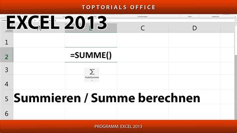 Summen Bilden Summieren Werte Zusammen Rechnen Excel Youtube