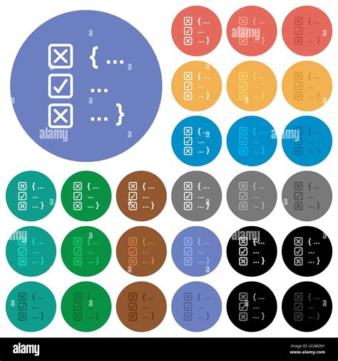 source code checking multi colored flat icons on round backgrounds