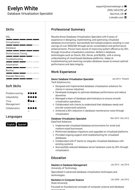 24 Database Virtualization Specialist Resume Examples And Templates For
