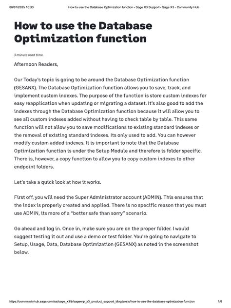 How To Use The Database Optimization Function Pdf