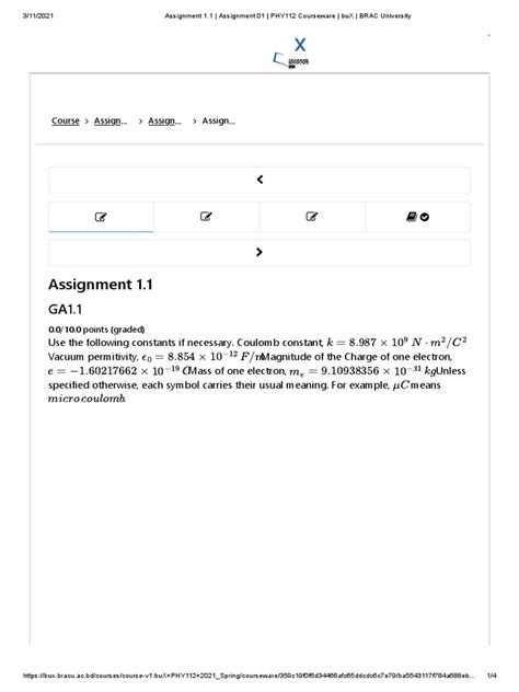 Assignment 11 Assignment 01 Phy112 Courseware Bux Brac