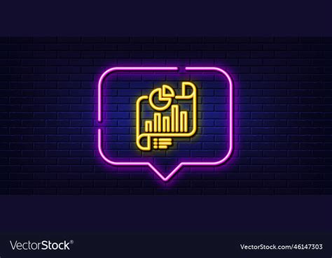 Report Document Line Icon Column Graph Sign Neon Vector Image