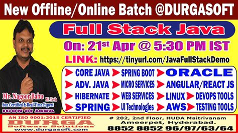 full stack java offline online training durgasoft youtube