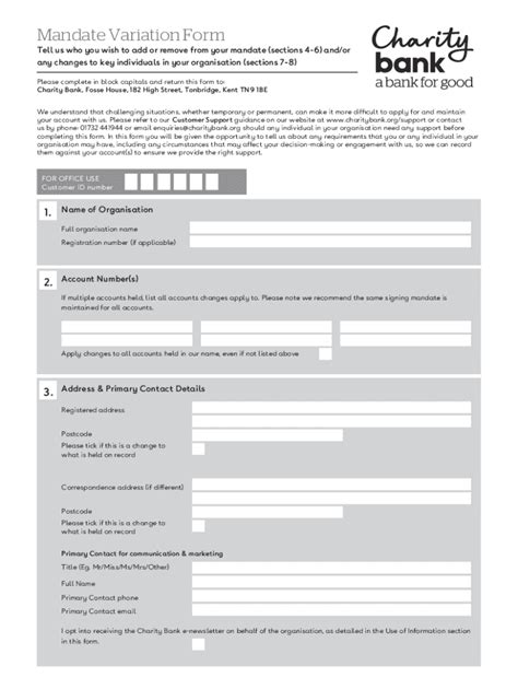 Fillable Online Mandate Variation Form Fax Email Print Pdffiller
