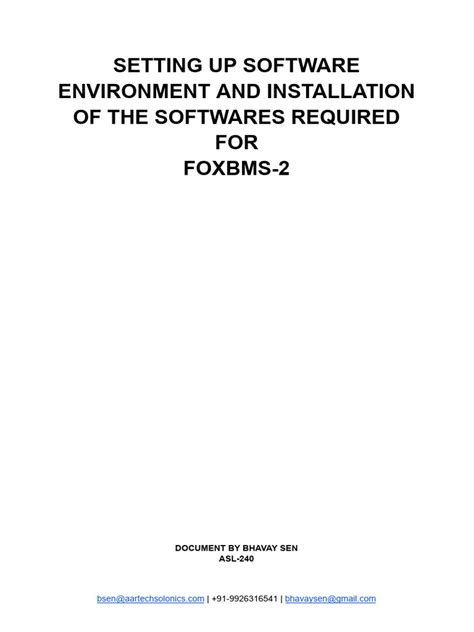 setting up of the softwares required for foxbms 2 pdf