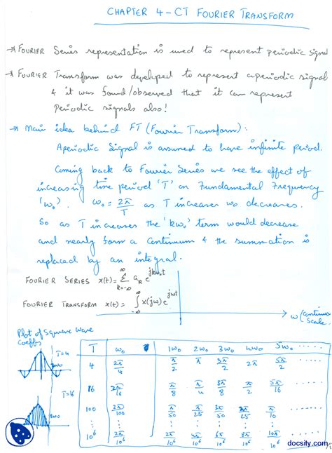 Fourier Transform Signals And Systems Lecture Handout Docsity