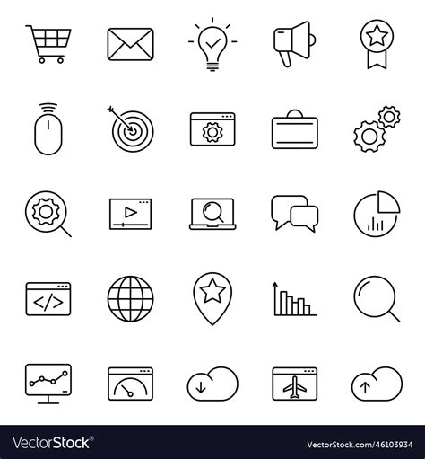Seo Outline Icons Royalty Free Vector Image Vectorstock