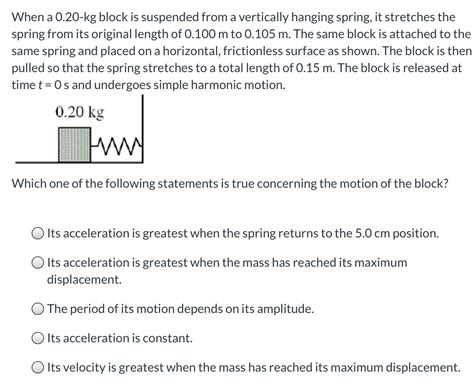 solved when a 0 20 kg block is suspended from a vertically