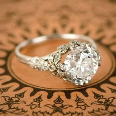 1890s Old European Cut Moissanite Diamond Art Deco Ring Vintage Ring In 935 Argentium Silver
