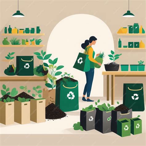 Premium Ai Image Woman Sorting Paper Waste Vector Illustrationwoman
