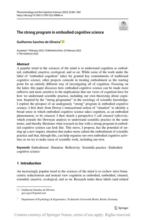 Pdf The Strong Program In Embodied Cognitive Science Pdf The Strong Program In Embodied Cognitive Science